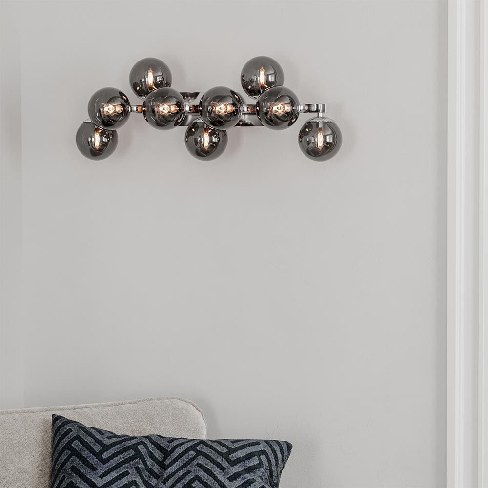 Wall and ceiling light Splendor 9-bulb chrome smoked glass | Exklusive ...