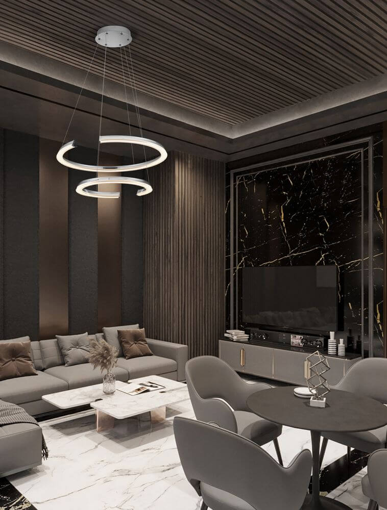 Elmo LED Pendelleuchte 2-flammig Ø 63cm 3500K Chrom – skapetze® - Licht ...