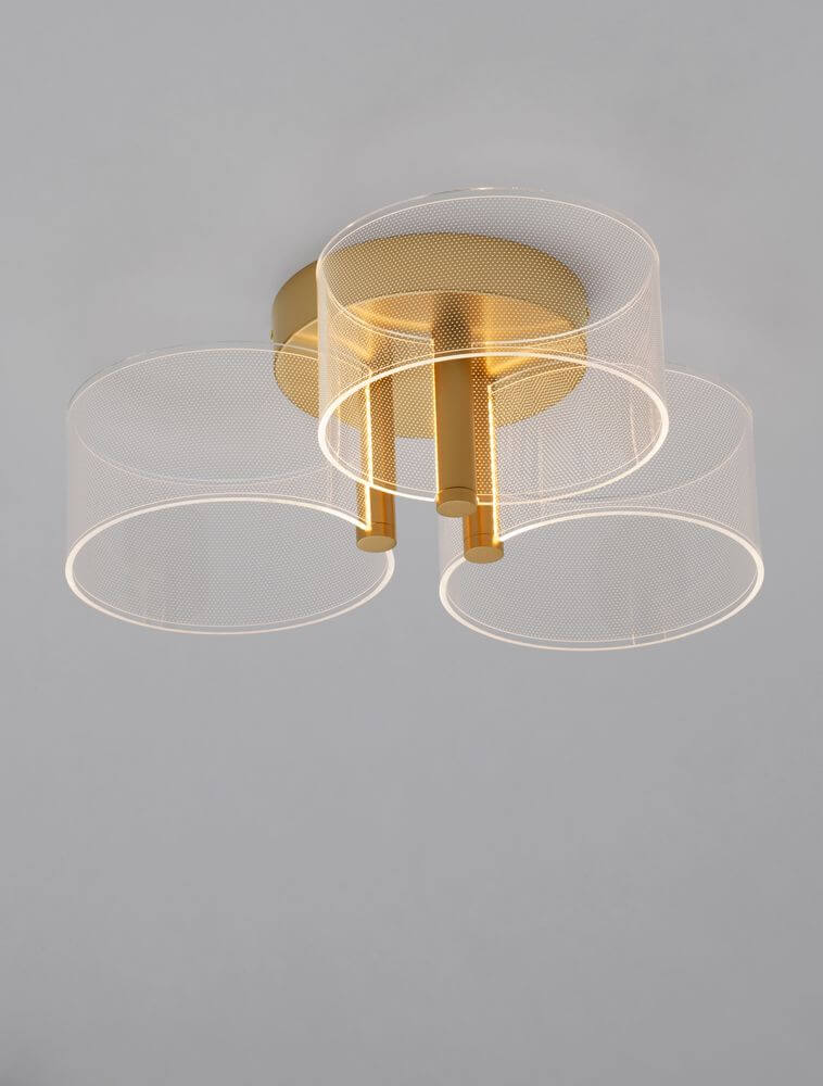 Gatlin LED ceiling lamp 3-flame Ø 44cm 3000K brass gold – skapetze®