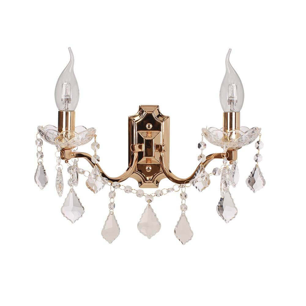 Odessa wall light 2-bulb gold-colored, transparent | Exklusive Lampen bei Skapetze