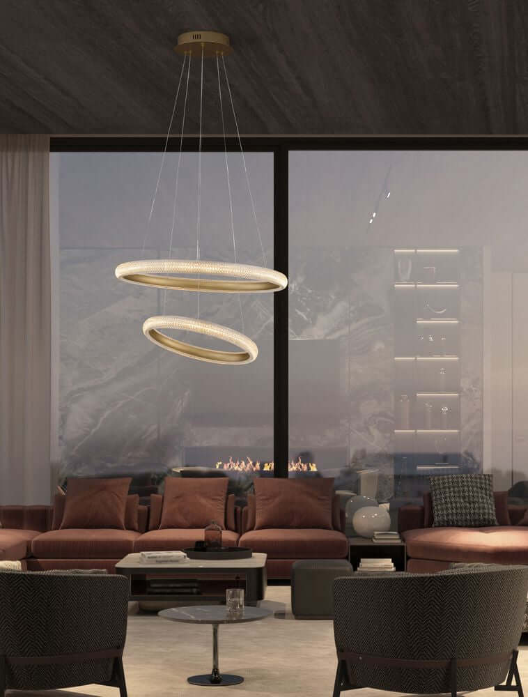 Medora LED Pendelleuchte 2-flammig Ø 59cm 3000K Messing-Gold | skapetze ...