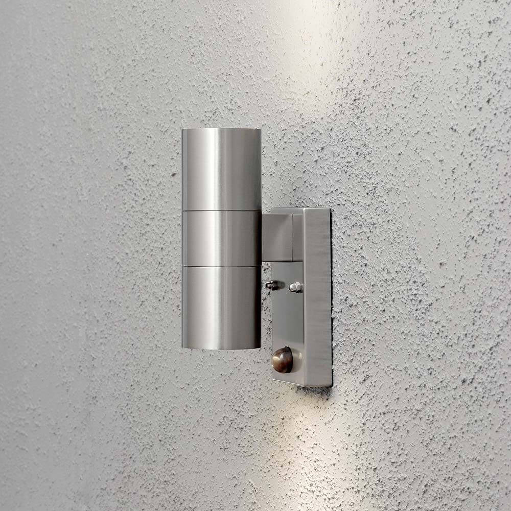 Modena sensor external wall lamp stainless steel, clear glass ...