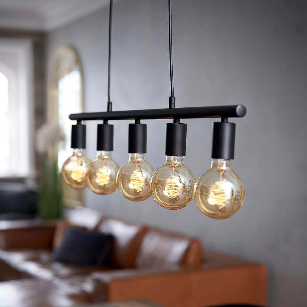 Paco beam hanging light 5-bulb black | Exklusive Lampen bei Skapetze