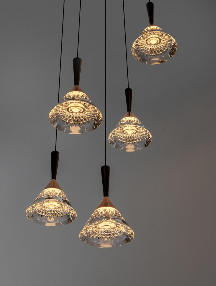 Paluz Led pendant lamp 5-flame Ø 32cm 3000K black, rose gold – skapetze®