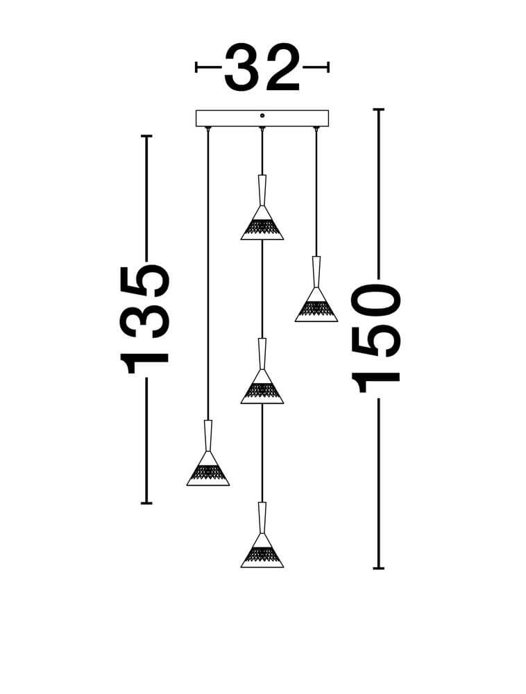 Paluz Led pendant lamp 5-flame Ø 32cm 3000K black, rose gold – skapetze®