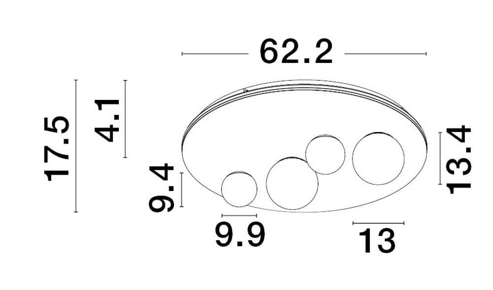 Velna LED-plafondlamp 4-flame Ø 62,2 cm 3000k zwart – skapetze® - Licht ...